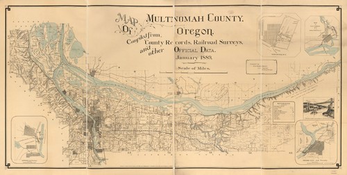 12" x 24" 1889 Map of Multnomah County Oregon | eBay