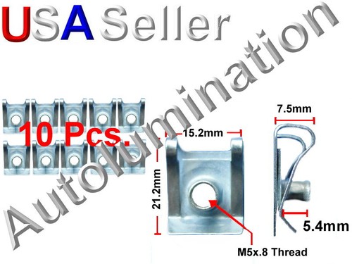 Zinc Plated U J Fold Over Clip On Floating Nut M5 X .8 Sheet Metal Body ...