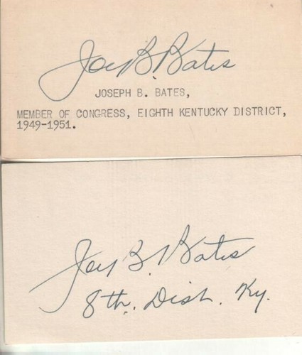 (2) Joseph B. Bates Autographed Index Card Kentucky Politician D.65 | eBay