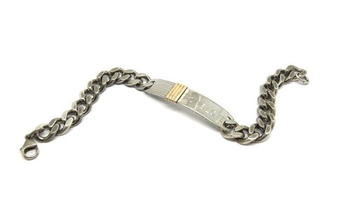 db DOLAN BULLOCK 14K GOLD Overlay Rhodium Plated 925 Sterling Silver ID ...