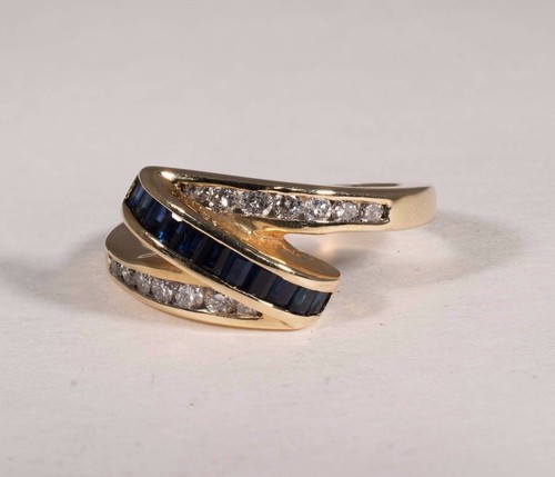 5.9 Gram 14K Yellow Gold Sapphire and Diamond Ring , size 8 | eBay