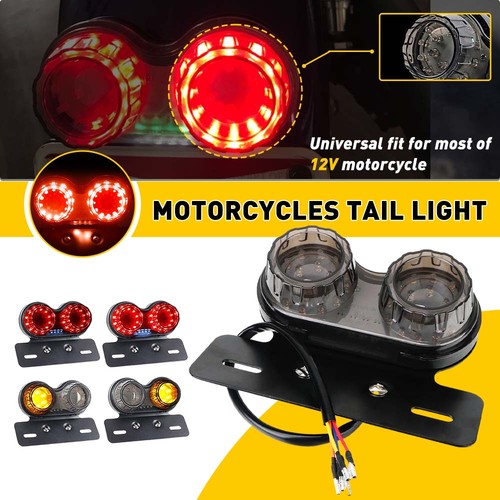 Smoke Motorcycle Dual LED Light Tail Turn Signal Brake License Plate ...