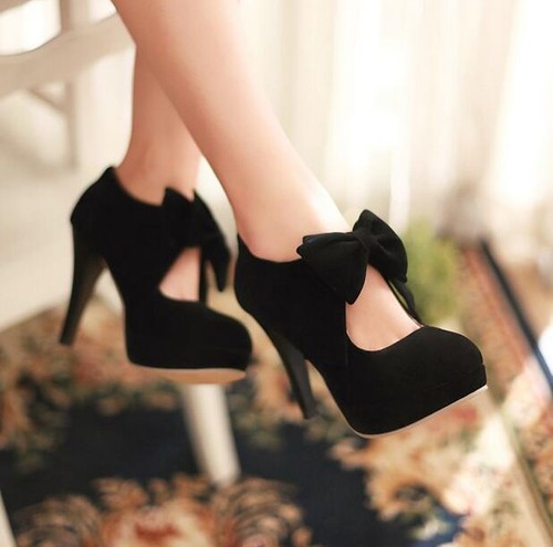New fashion Womens Faux Suede Bow Tie High Heel Platform Pumps Court ...