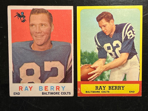 (2) TOPPS RAYMOND BERRY BALTIMORE COLTS (1) 1959 # 55 and (1) 1963 # 4 ...
