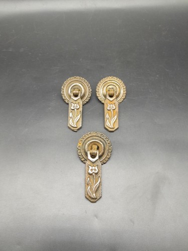 Set Of 3 Original Art Deco Drawer Handles Steel Cabinet Drop Handles ...