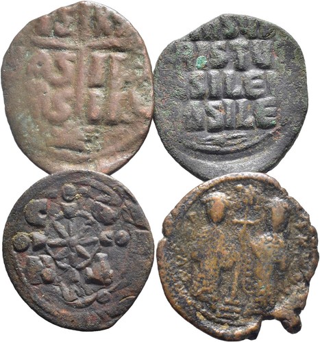 FITZ LOT OF 4 BYZANTINE BRONZE COINS CONSTANTINOPLE CHRIST BASILEUS ...