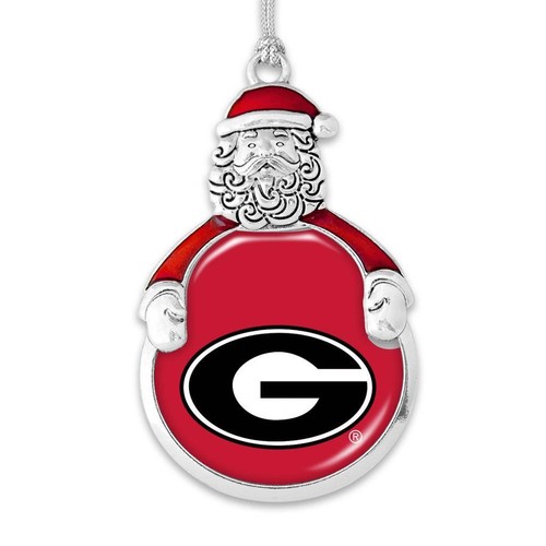 Georgia Bulldogs Red Santa Claus Silver Metal Christmas Ornament ...