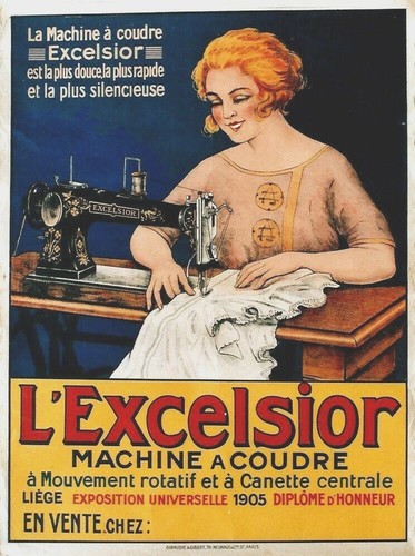 Original vintage poster EXCELSIOR SEWING MACHINE 1905 | eBay