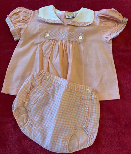 Bryan vintage baby girls peach dress and bloomers set 3-6 months. | eBay