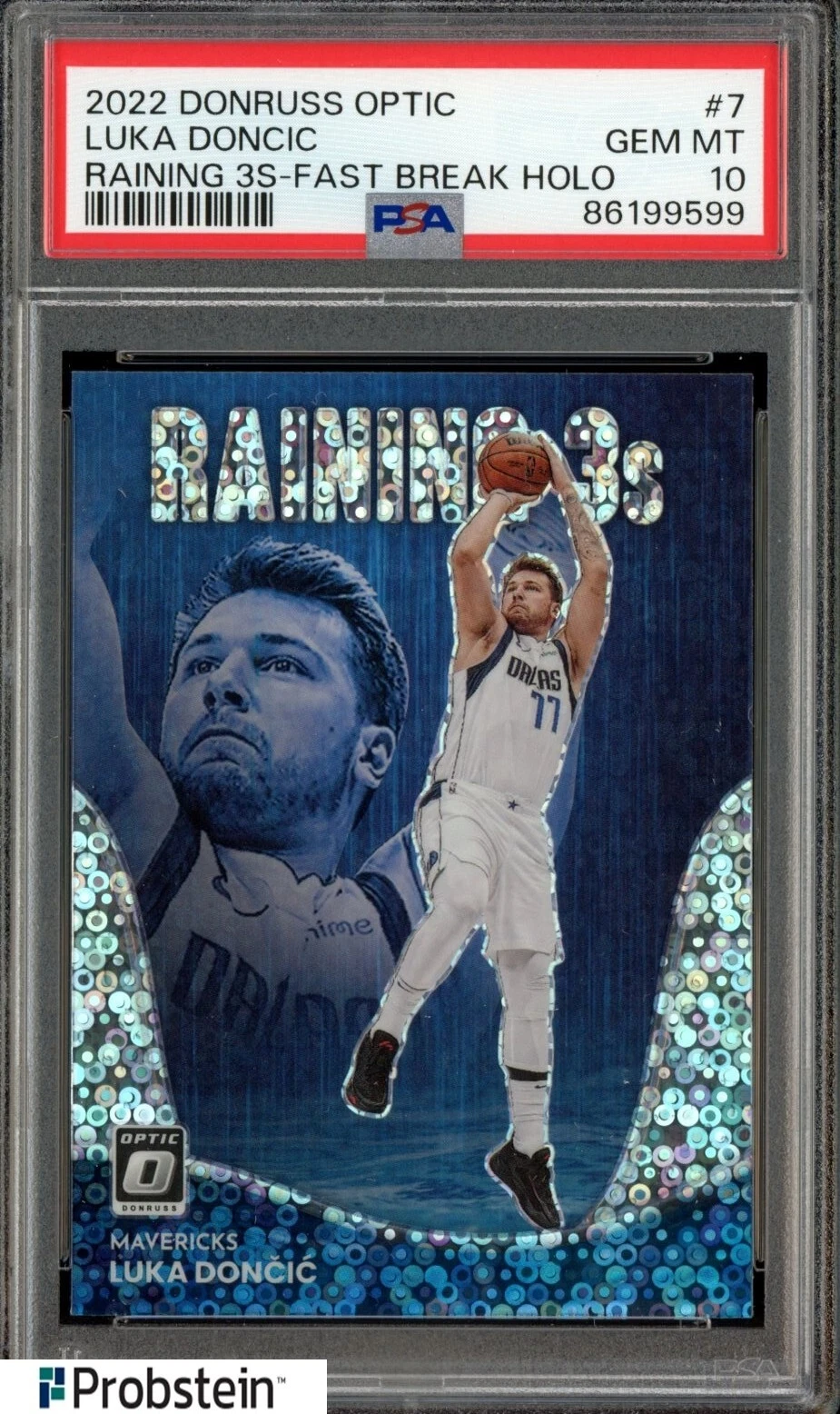 Luka Doncic 2022 Optic #7 Raining 3s - Fast Break PSA 10 Price Guide ...