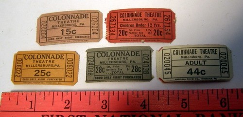 ** FIVE (5) diff - Colonnade MOVIE THEATER Tickets = 15, 20, 25, 28 ...