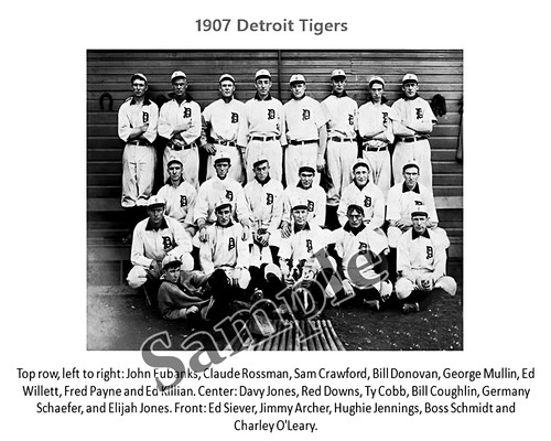 MLB 1907 Detroit Tigers Black & White Team Photo with Names 8 X 10 ...