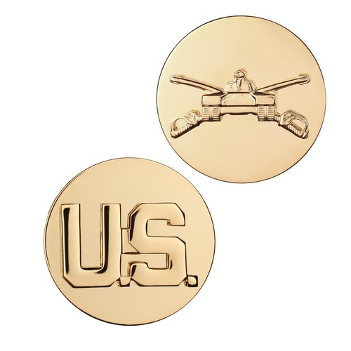 U.S. Army Enlisted Branch Insignia Pin On Collar U.S. & Armor Brite New ...