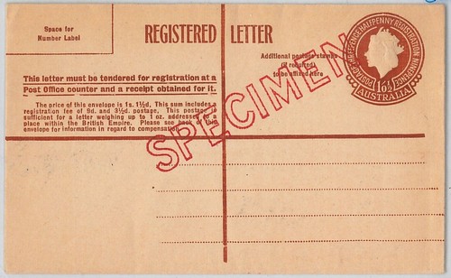 48719 - AUSTRALIA - POSTAL STATIONERY COVER: Registered Letter SPECIMEN ...