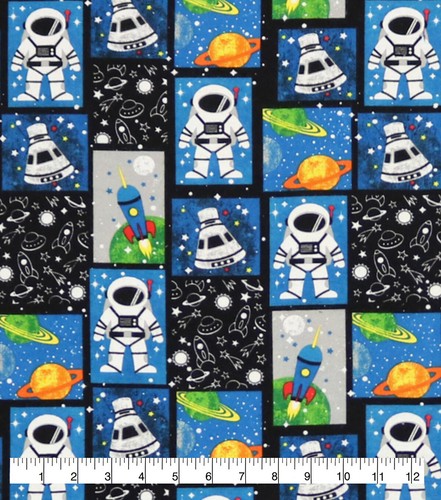 ASTRONAUT OUTER SPACE COTTON FABRIC FQ 1/4 YD 18"x22" - perfect for DIY ...