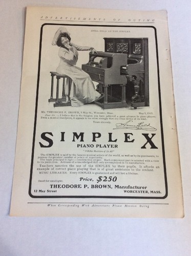 1903 MAGAZINE AD #A3-119 - Simplex Piano Player | eBay