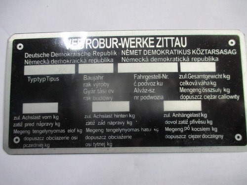 DDR VEB Robur Type Plate Sign Classic Truck S83 | eBay