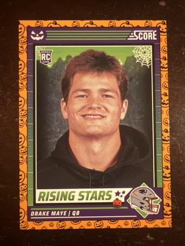 2024 Drake Maye Rookie RC Orange Pumpkin Halloween Score A Treat #17 | eBay