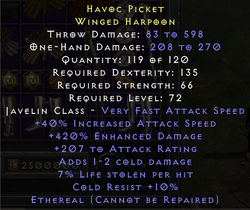 D2R NL Softcore Eth Winged Harpoon Collectors Item for Throw Barb | eBay