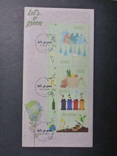 2022 SINGAPORE LET'S GO GREEN 5 STAMP MINI SHEET FIRST DAY COVER | eBay