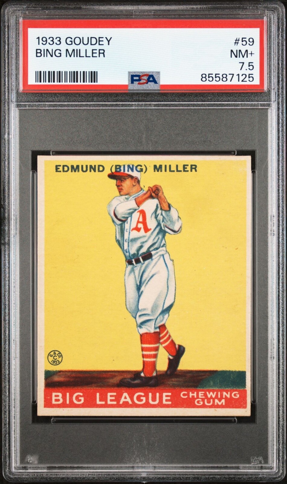 Bing Miller 1933 Goudey #59 Base PSA 7.5 Price Guide - Sports Card Investor