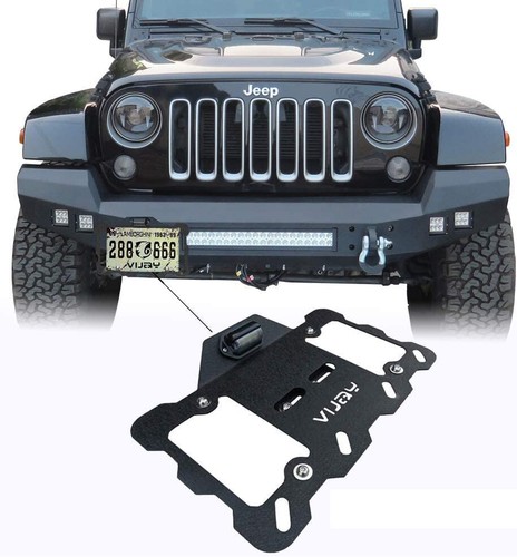 Fits Jeep Wrangler and Pickup License Plate Frame Mount with LED Light ...