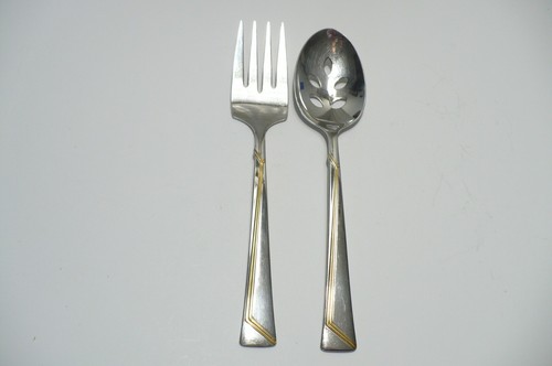Oneida Community GOLDEN ERA Pierced Spoon & Cold Meat Fork Stainless ...