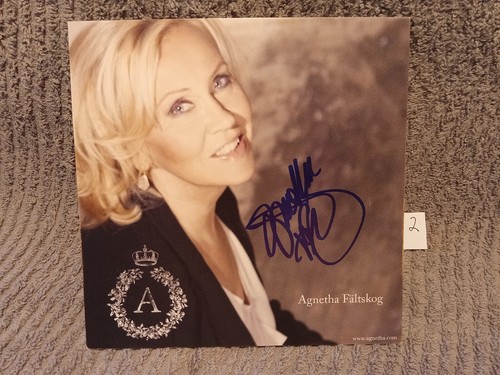 AGNETHA FALTSKOG HAND SIGNED 6X6 -A- ART PHOTO CARD ABBA RARE | eBay