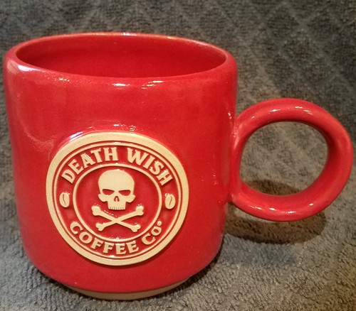 Death Wish Coffee Red Mug Handmade ceramic DWCC SKULL CROSSBONES Logo ...