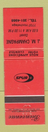 Matchbook Cover - Spur oil gas JM Champagne Montreal QC WEAR | eBay