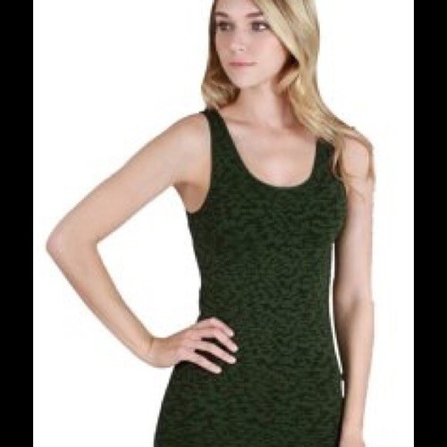 New Olive Green Sassy Burn Tank Top with Slimming Side by Side Weaving ...