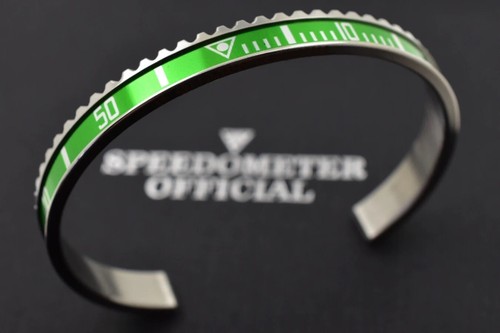 Speedometer Official Silver Steel with Green Insert Bangle Bracelet | eBay