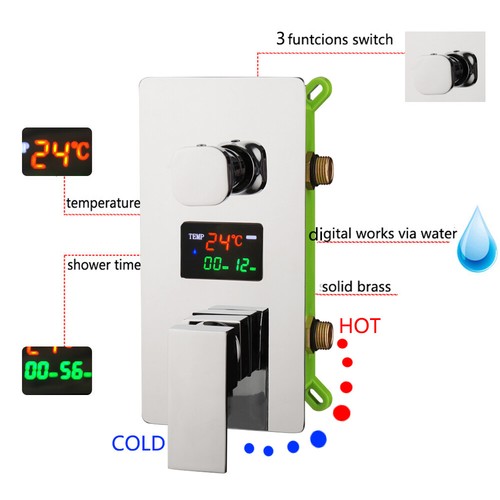 Concealed Box 3-way Digital Display Shower Diverter Mixer Control Valve ...
