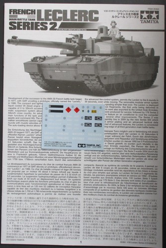 Tamiya 1/35th Scale French MBT Leclerc - Decals from Kit No. 35362 | eBay