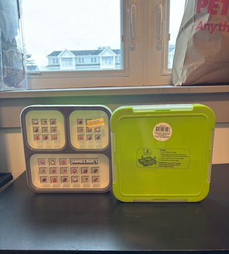 2 green Minecraft lunch box from Walmart. 3 compartments | eBay