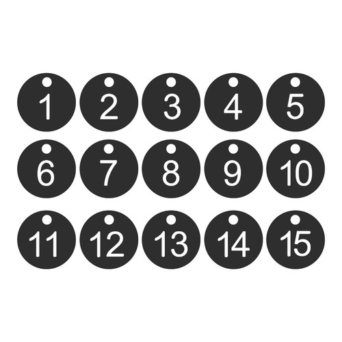 15Pcs 1-15 Number Tags Round ID Number Key Tags Numbered Keychain Blue ...
