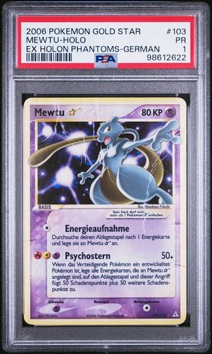Pokemon Mewtwo Gold Star PSA 1 HP 103 German EX Holon Phantoms 2006 | eBay