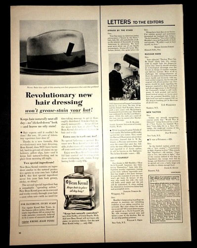 Life Magazine Ad BEAU KREML Hair Tonic 1955 Ad | eBay