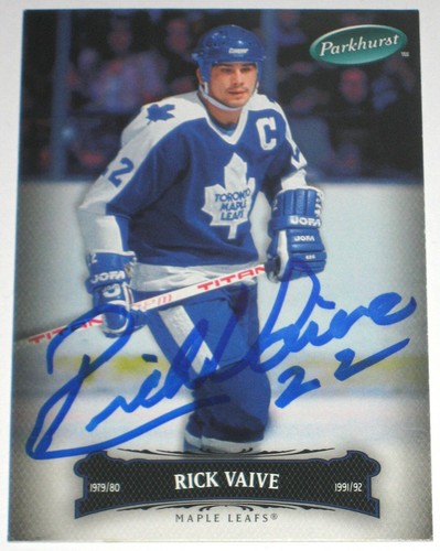RICK VAIVE SIGNED UPPER DECK PARKHURST TORONTO MAPLE LEAFS CARD ...