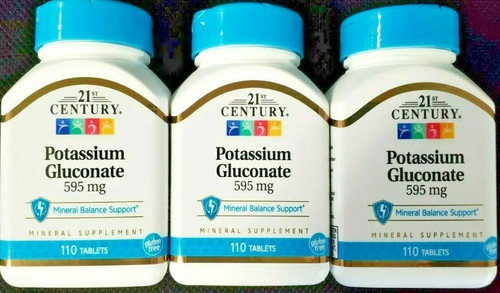 3 Pack Potassium Gluconate 595mg 330 Tabs (3x110) Exp. 2027 Heart ...