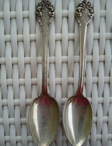 A. Stowell & Co. 2 Vint Sterling Table Spoons Ornate Engraved 1893 | eBay