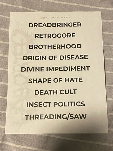 Aborted Setlist 2025 (Death Metal, Heavy Metal) | eBay