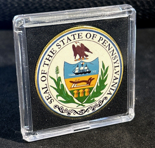 PENNSYLVANIA (PA) State Seal Challenge Coin Colorized USA CASE IS ...
