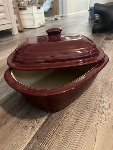 Pampered Chef Cranberry Deep Roaster Covered Baker Stoneware 3.1 Qt ...
