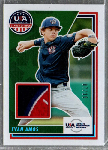 2022 USA Baseball Stars Stripes Mat Holo Blue #46 Evan Amos Jersey /10 ...