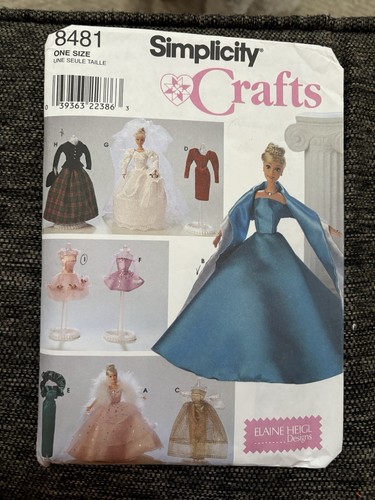 Doll Clothing Sewing Pattern Simplicity 8481 For Barbie Dolls Cut | eBay