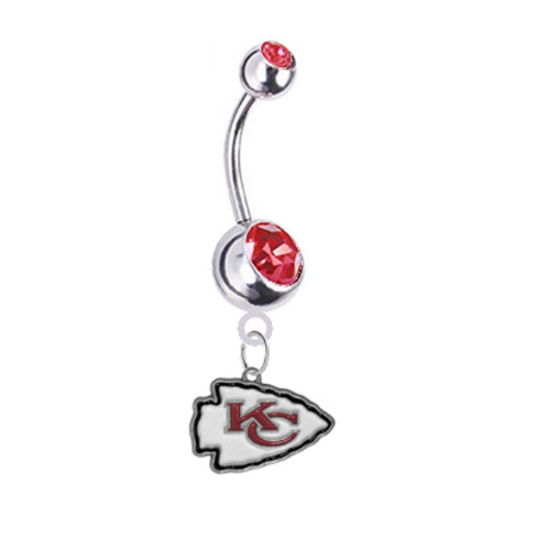 Kansas City Football RED Silver Belly Button Navel Ring Piercing ...