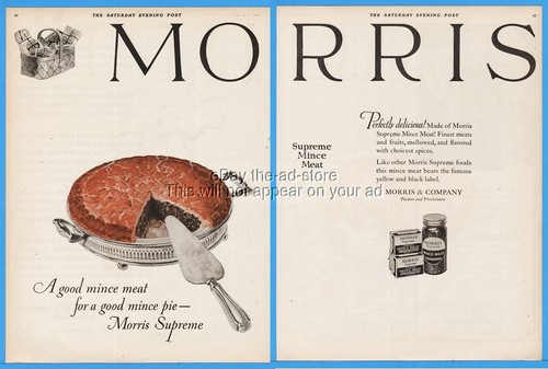 1922 Morris Supreme Mince Meat Pie Vintage Kitchen Foods Art Magazine ...