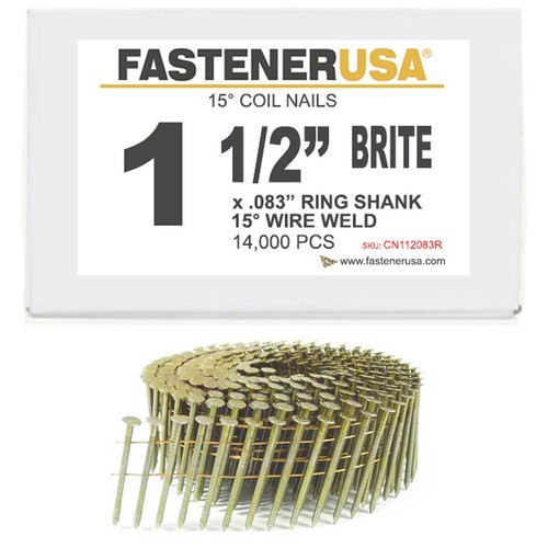 1-1/2" x .083 RING BRITE COIL NAILS 15-DEG WIRE 14,000ct | CN112083R | eBay