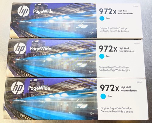 Lot of 3 each HP 972x High Yield Cyan Ink Cartridge - Sealed ...